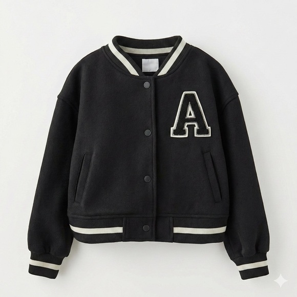 Zara | Jackets & Coats | Zara Black And White Baseball Letterman Jacket ...